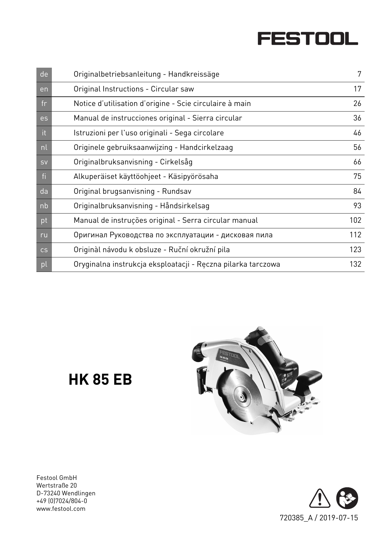 Festool HK 85 EB Instrucciones de operación | Manualzz