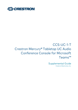 Crestron CCS-UC-1-T - User guide, Quick Start
