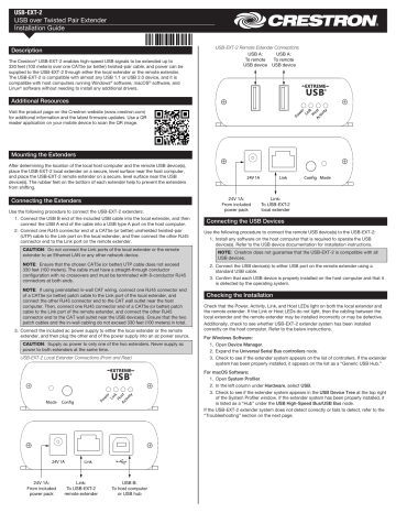 Crestron USB-EXT-2 Installation Guide | Manualzz