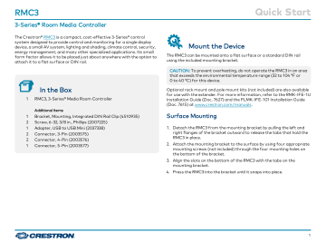 Crestron RMC3 Quick Start | Manualzz
