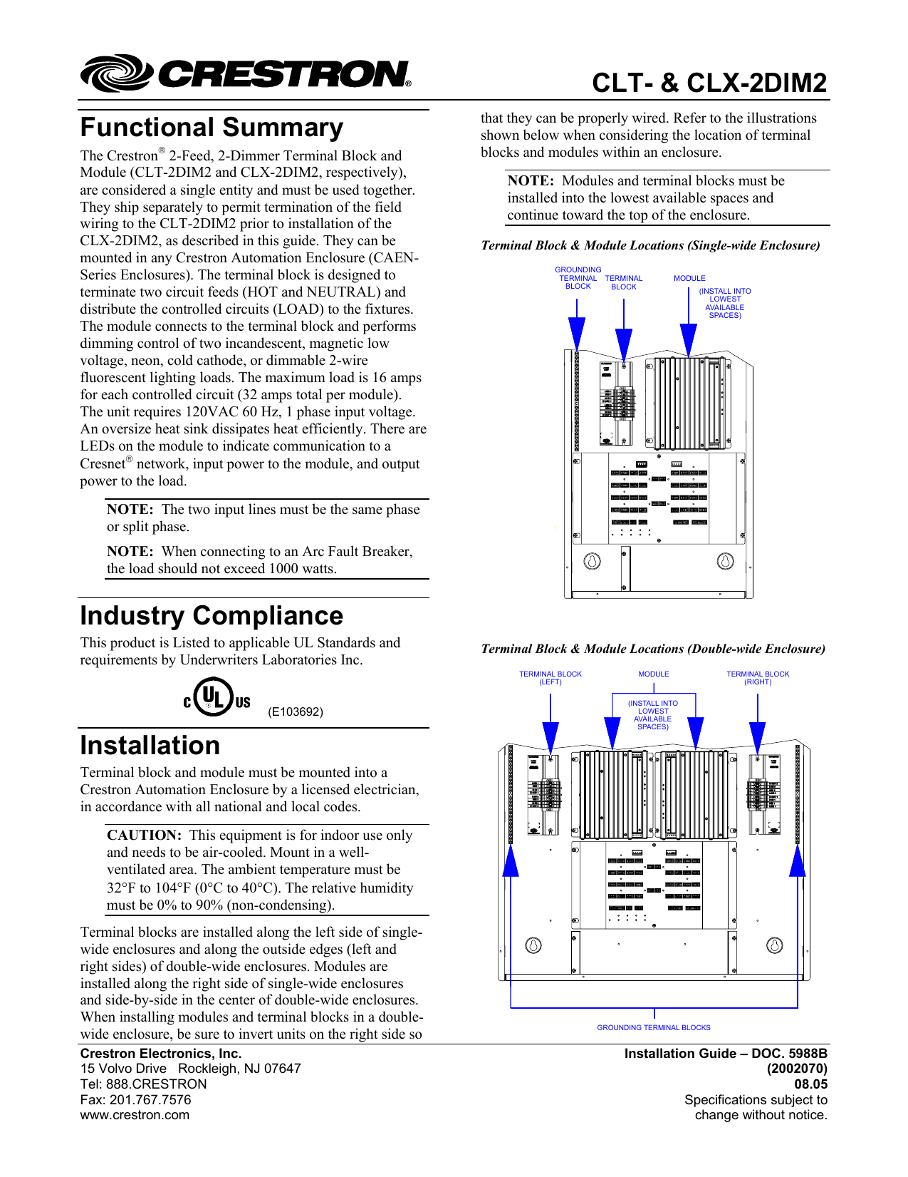 Crestron CLX-2DIM2 Manual | Manualzz