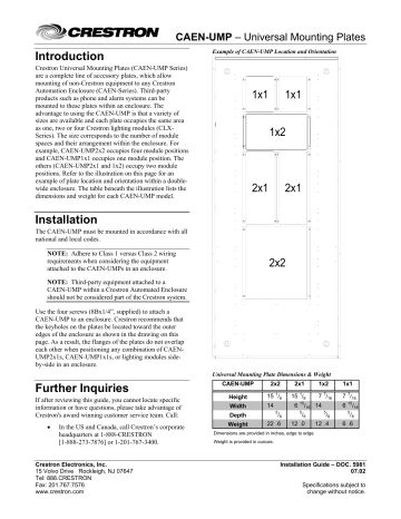 Crestron CAEN-UMP Manual | Manualzz