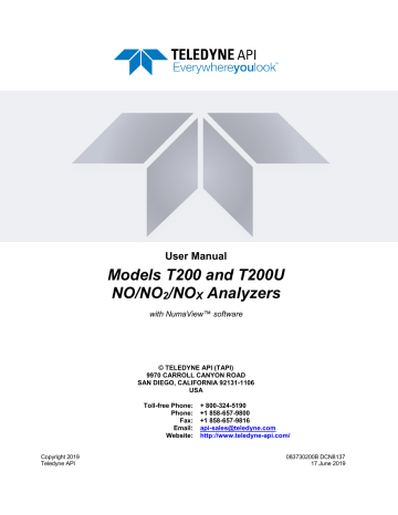 Teledyne API T200 Manual | Manualzz