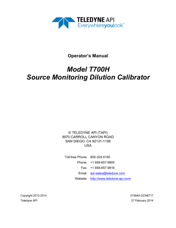 Teledyne API T700H Manual | Manualzz
