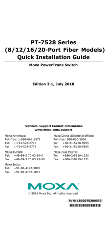 Moxa PT-7528 Series Quick Install Guide | Manualzz