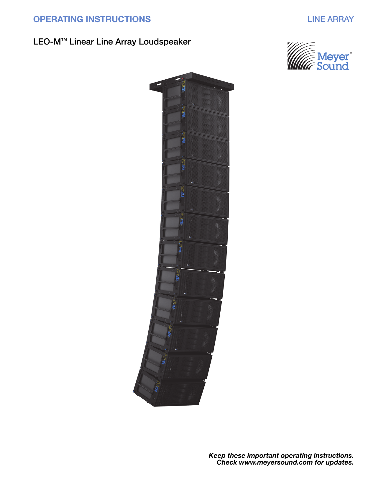 Meyer Sound LEO Linear Line Array Loudspeaker Operating Instructions ...