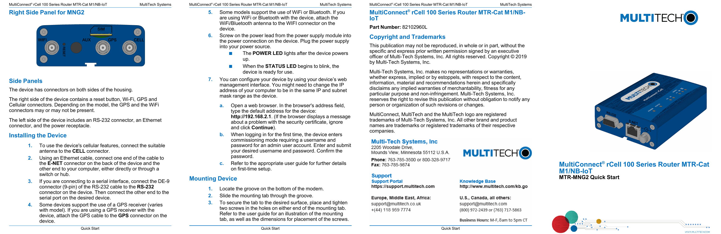 MultiTech MTR-MNG2-B10-WW Cellular Router Quick Start Guide | Manualzz