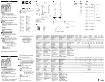SICK SENSICK DT20 HI Mode d'emploi | Manualzz