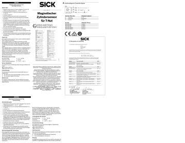 SICK MZT6 EX 3G/3D Magnetic cylinder sensor for T-slot ...