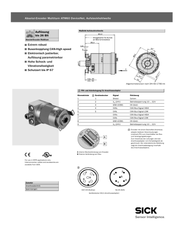 Sick Absolute Encoders Multiturn ATM60 DeviceNet, Blind Hollow Shaft ...