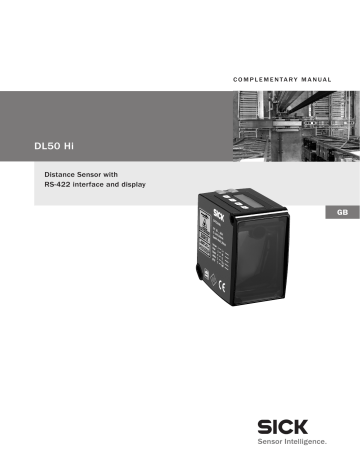 Sick DL50 HI Distance Sensor Operating instructions | Manualzz