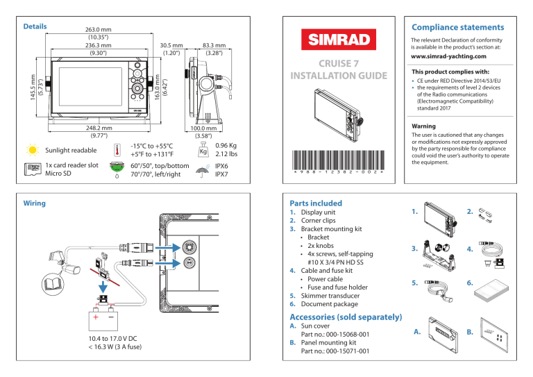 Simrad Cruise 7 Installation guide | Manualzz
