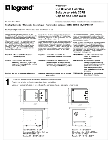 Legrand CCFB Series Floor Boxes Installation Instruction | Manualzz