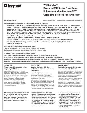 Legrand RFB Series Floor Boxes Guide d'installation | Manualzz