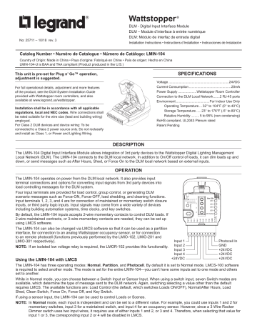 Legrand LMIN 104 Installation instructions | Manualzz