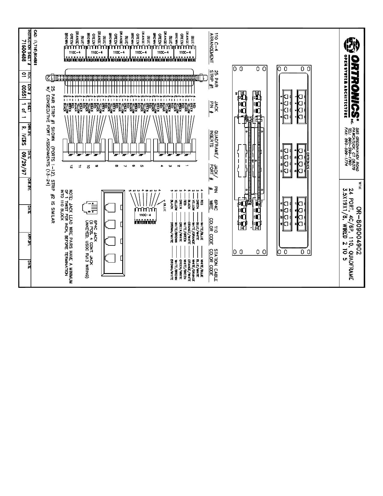 Legrand 24-port voice/data panel, std density, mod to 110, 19" x 3.5 ...