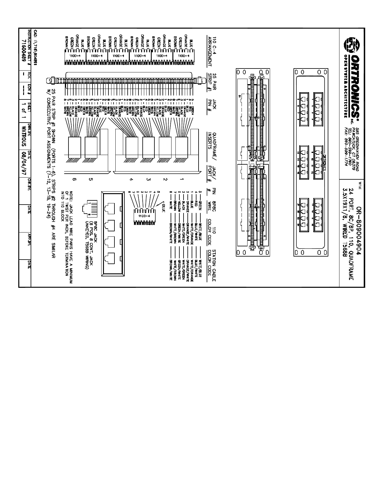 Legrand 24-port voice/data panel, std density, mod to 110, 19" x 3.5 ...