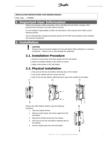 Danfoss VLT Soft Starter MCD 500 Installation instructions | Manualzz