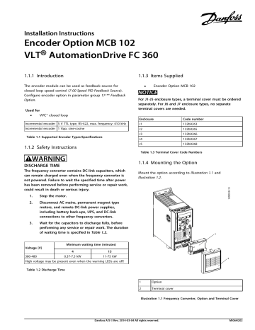 Danfoss VLT AutomationDrive FC 360 Installation Guide | Manualzz
