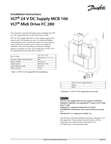 Danfoss VLT Midi Drive FC 280 Installation Guide | Manualzz