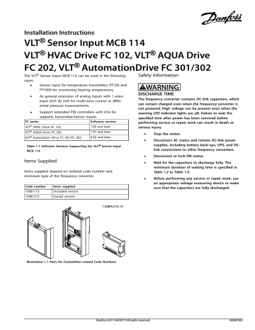 Danfoss VLT HVAC Drive FC 102 Installation Guide | Manualzz