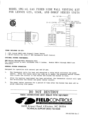 Field Controls SWG-4L Power Venter Installation Manual | Manualzz