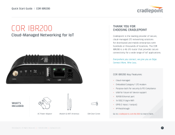 Cradlepoint COR IBR200 Quick Start Guide | Manualzz