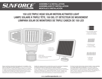 Sunforce 150 LED Triple Head Solar Motion Light Manual | Manualzz
