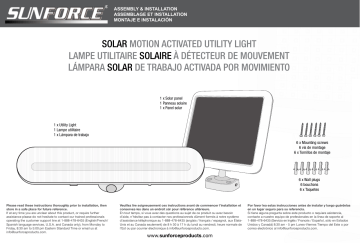 Sunforce Solar Motion Activated Utility Light Manual | Manualzz