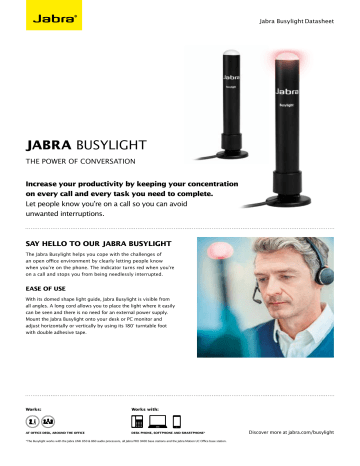Jabra Busylight Datasheet | Manualzz