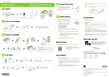 Epson WorkForce WF-2630 Installation Guide | Manualzz