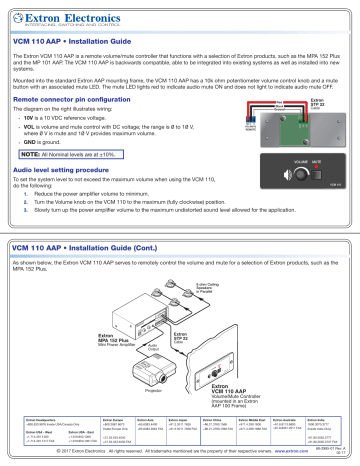 Extron VCM 110 AAP Installation guide | Manualzz