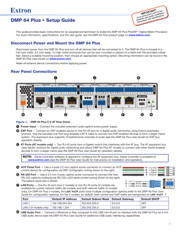 Extron DMP 64 Plus Setup guide | Manualzz