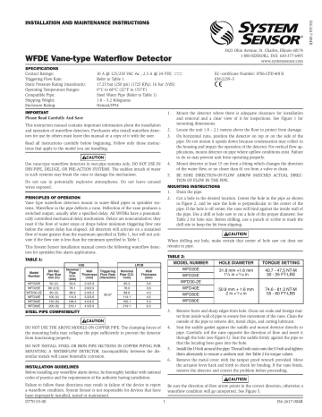 System Sensor WFD European Models Product Manual | Manualzz