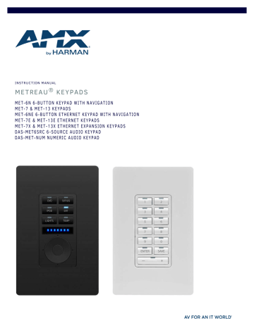 AMX MET-6NE metreau keypads Instruction Manual | Manualzz