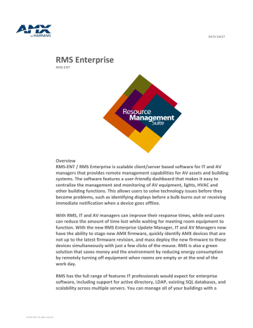 AMX RMS-ENT resource management suite enterprise Data Sheet | Manualzz