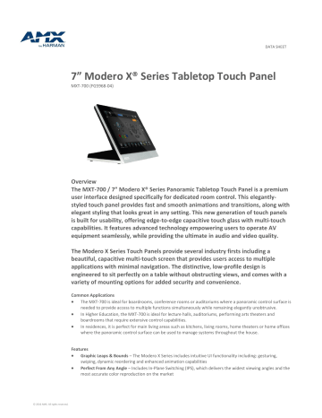 AMX MXT-700 touch panels Data Sheet | Manualzz