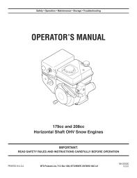 MTD 277cc - Operator's manual, Owner's manual