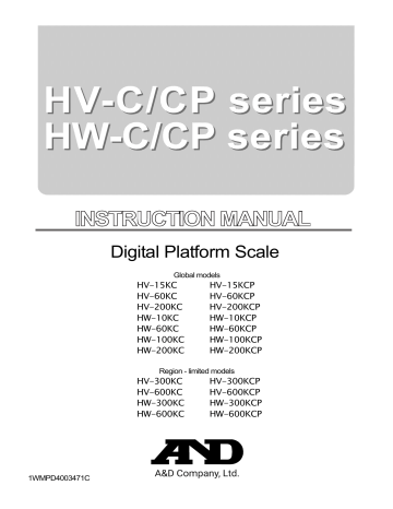 ID Number and GLP. A&D HW-100KCP, HW-200KC, HW-60KCP, HV-C Series, HW-600KCP, HW-200KCP, HV ...