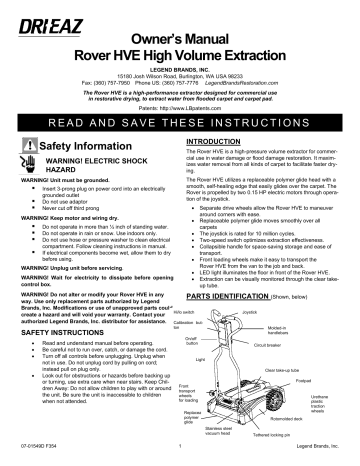 Dri-Eaz Rover HVE Extractor Manual | Manualzz