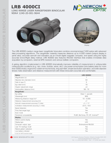 Newcon Optik LRB 4000CI Specification | Manualzz