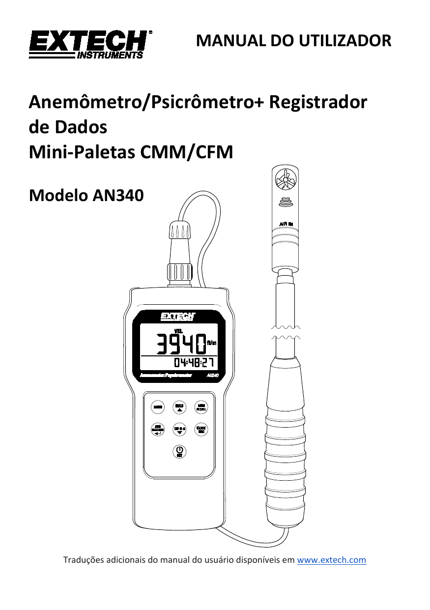 Extech Instruments AN340 CMM/CFM Anemometer/Psychrometer Datalogger ...