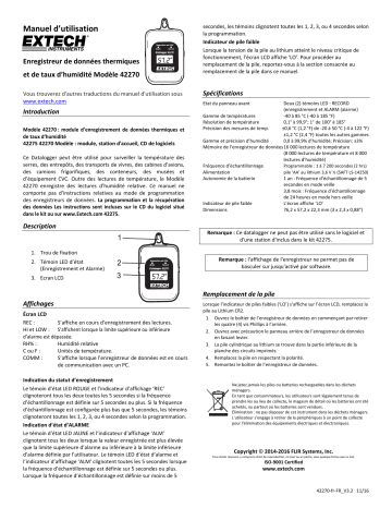 Extech Instruments 42270 Temperature/Humidity Datalogger Manuel ...