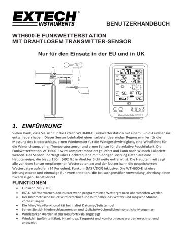 Extech Instruments WTH600-E-KIT Wireless Weather Station Kit Benutzerhandbuch | Manualzz