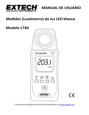Extech Instruments LT40 LED Light Meter Manual de usuario | Manualzz