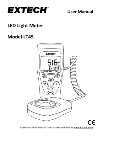 Extech Instruments LT45 Color LED Light Meter User's Manual | Manualzz