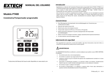 Extech Instruments PT400 Power Timer Manual de usuario | Manualzz