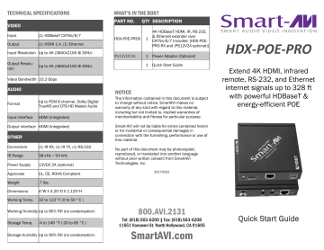 Smart-AVI HDX-POE-PRO Quick Start Guide | Manualzz