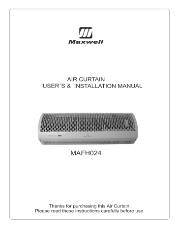 Maxwell MAFH024-E2 Air curtain Installation manual | Manualzz