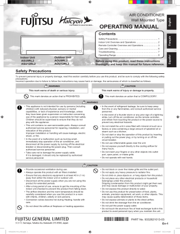 Fujitsu ASU12RL2 Operation Manual | Manualzz